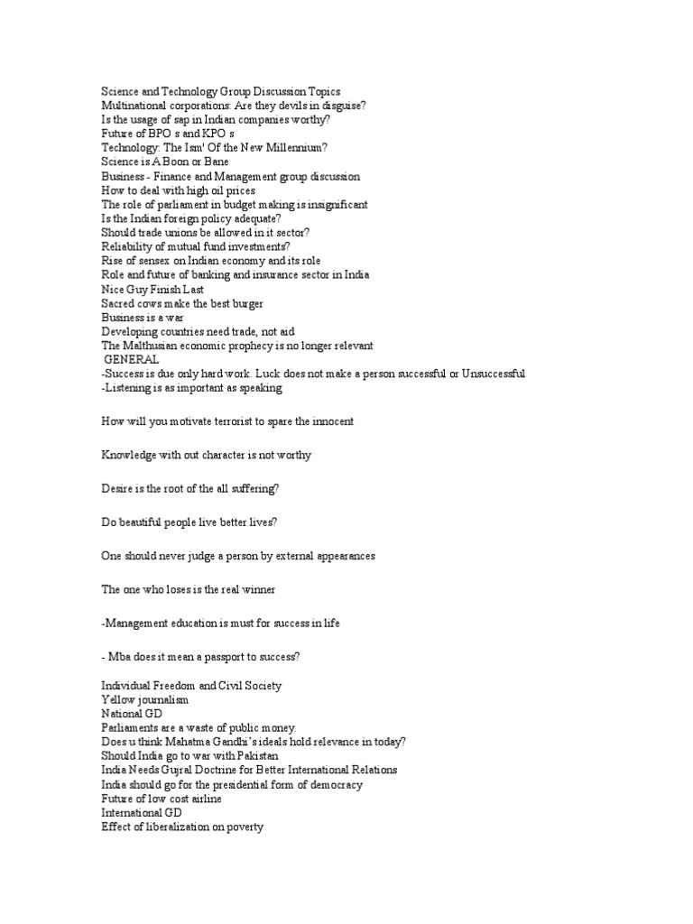 Science and Technology Group Discussion Topics | PDF | Walmart | Retail