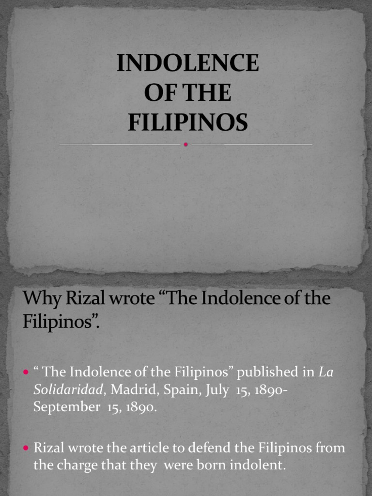 Indolence of the Filipinos | Philippines | Chronic Condition