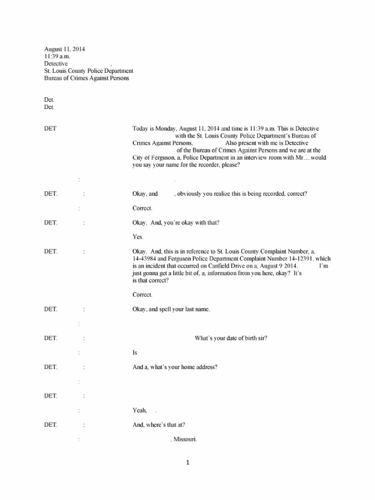 Police Interview - Witness 10 - August 11 2014 | PDF