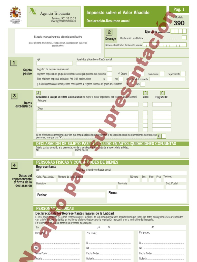 Modelo 390 (Resumen Anual de IVA). | Devengo | Finanzas del Gobierno