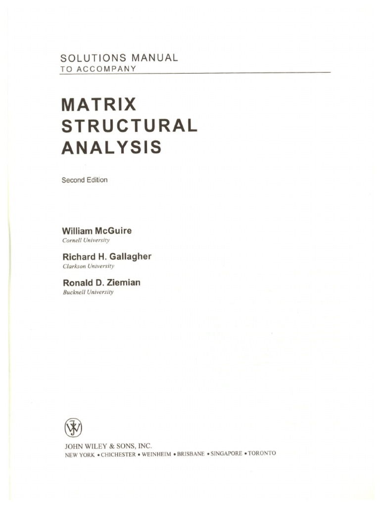 Matrix Structural Analysis Mcguire 2nd Ed Solutions | PDF | Applied ...