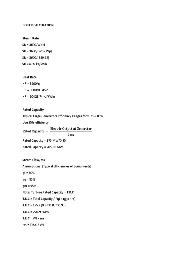 Boiler Calculation | PDF | Combustion | Boiler