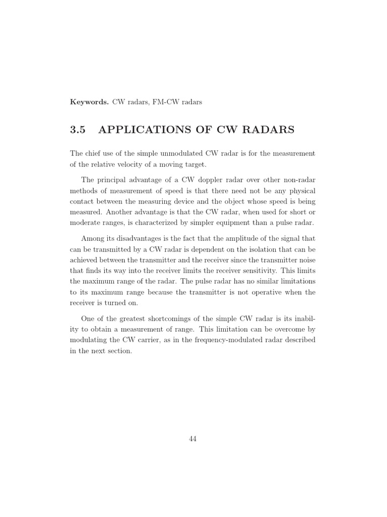 3.5 Applications of CW Radars | PDF | Science & Mathematics ...