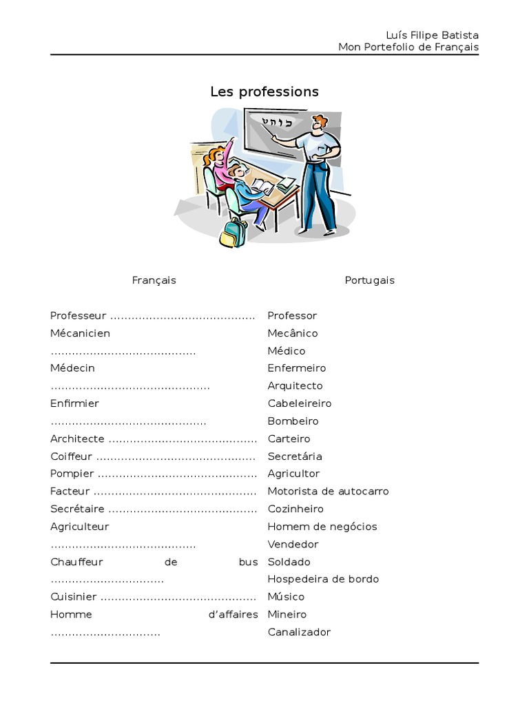 Les Professions Vocabulaire PF | PDF