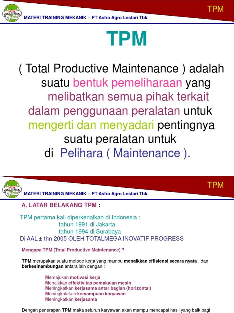 Materi Pelatihan TPM di PT AAL Tbk. | PDF