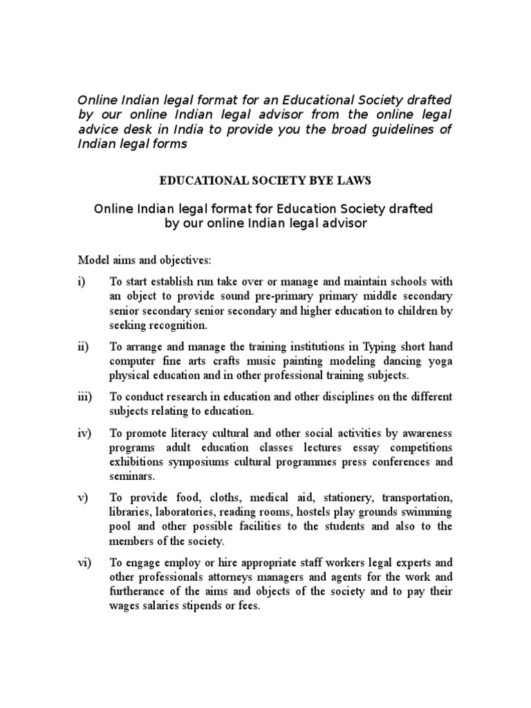Educational Society Bye Laws | PDF | Salary | Further Education