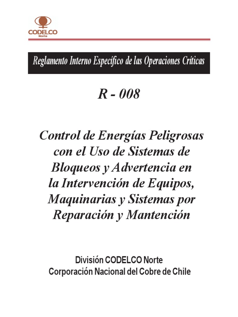 R-008 Bloqueo Energias Peligrosas.pdf | Electricity | Pneumatics