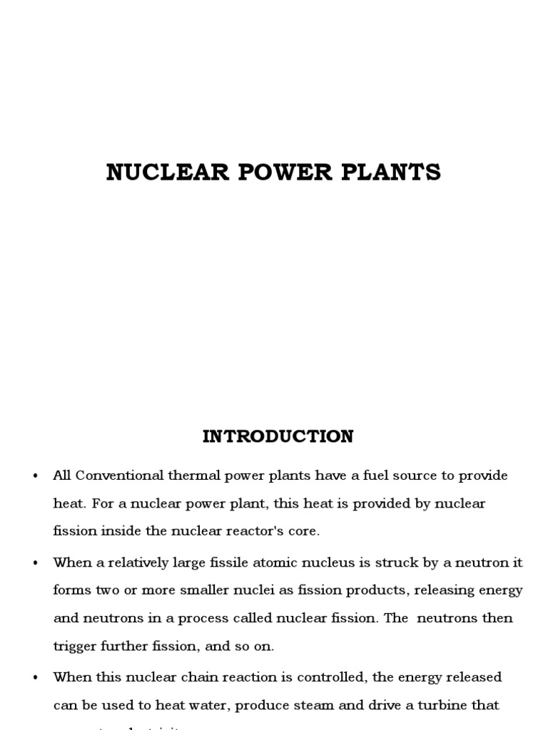 Nuclear Power Plant Presentation | PDF | Nuclear Reactor | Nuclear Fission