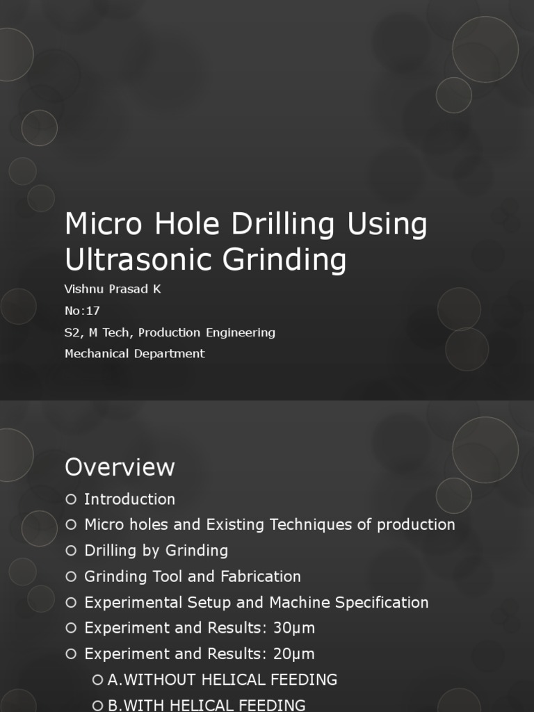 Micro Hole Drilling Using Ultrasonic Grinding | PDF | Drilling ...