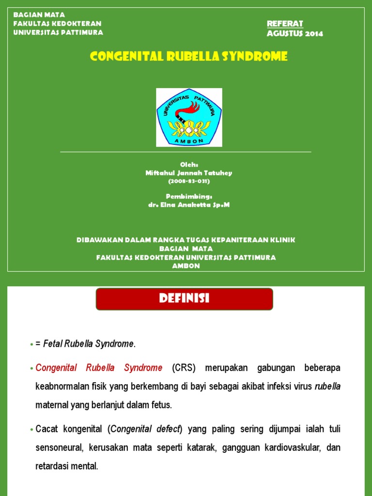 Referat Congenital Rubella Syndrome | PDF