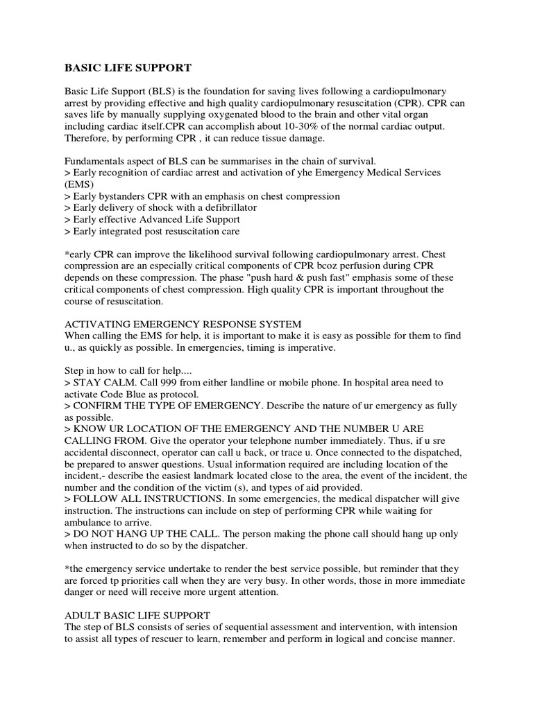 Basic Life Support | PDF | Cardiopulmonary Resuscitation | Health Sciences