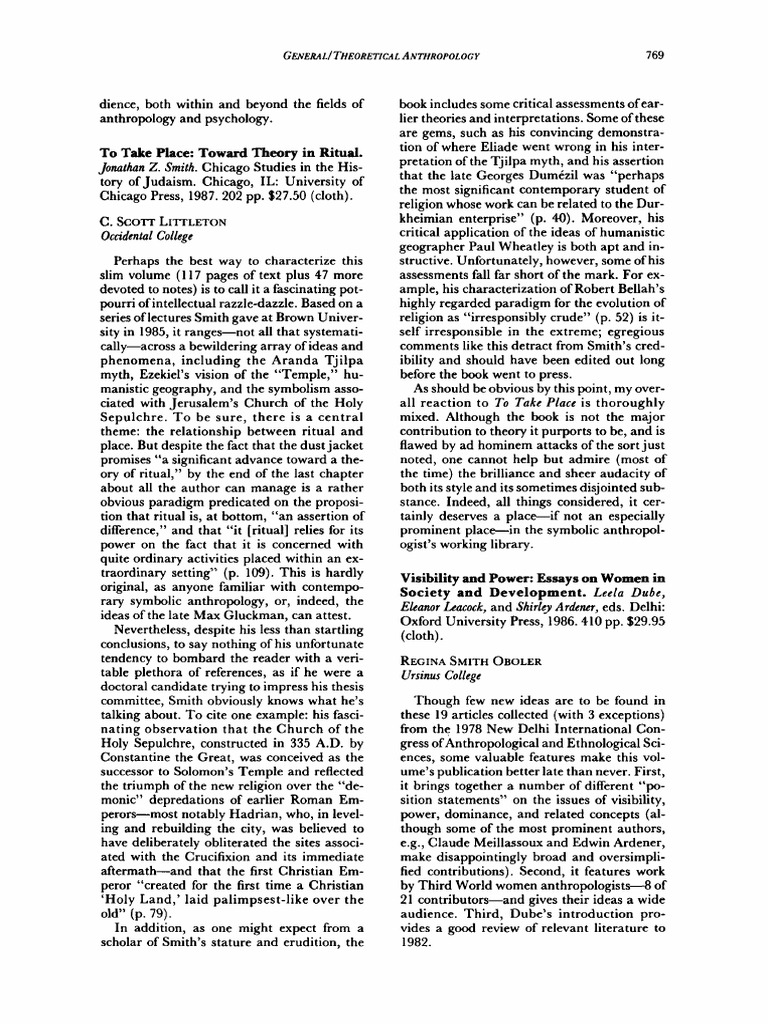 GeneralTheoretical Anthropology - To Take Place - Toward Theory in ...