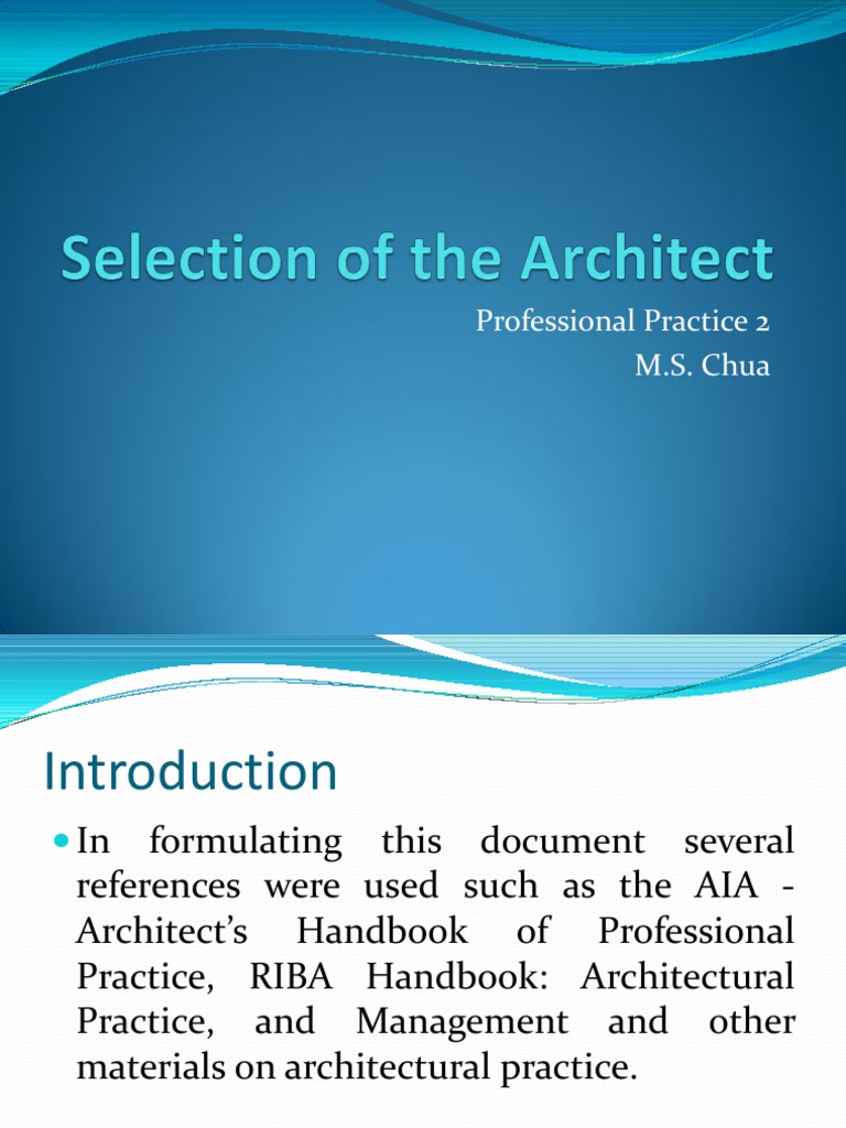 Architect Selection Methods Explained | PDF | Architect | Business