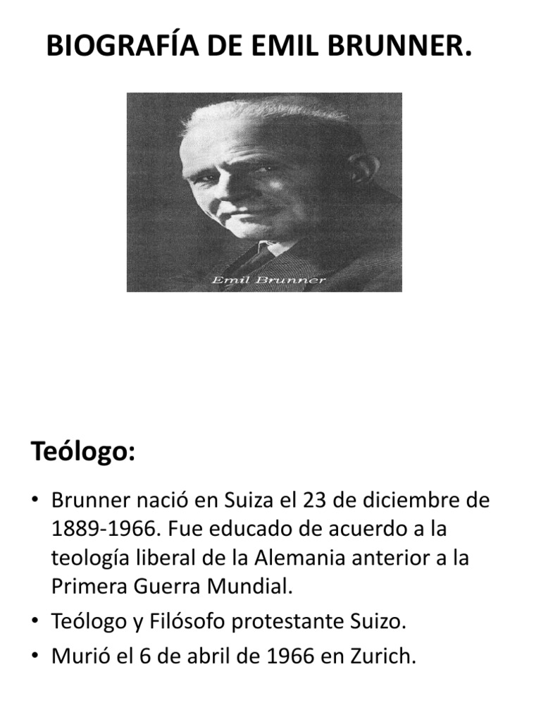 Emil Brunner | PDF | Divinidad (disciplina académica) | protestantismo