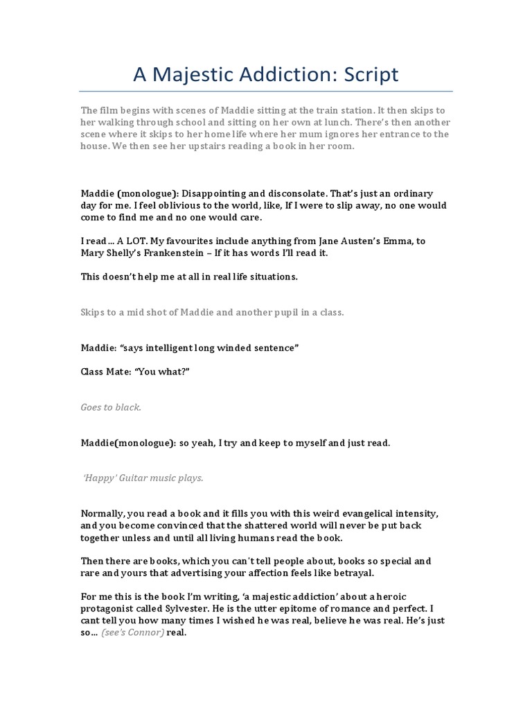 A Majestic Addiction: Script: Goes To Black | PDF