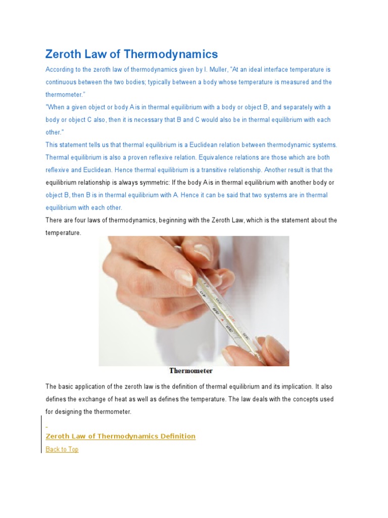 Zeroth Law of Thermodynamics | PDF | Thermodynamic Equilibrium ...