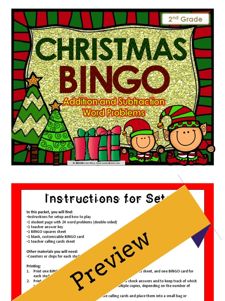 Bingo - Christmas Addition and Subtraction 2nd Preview | PDF | Leisure