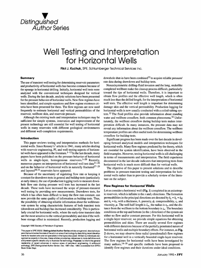 Well Testing and Interpretation For Horizontal Wells | PDF | Petroleum ...
