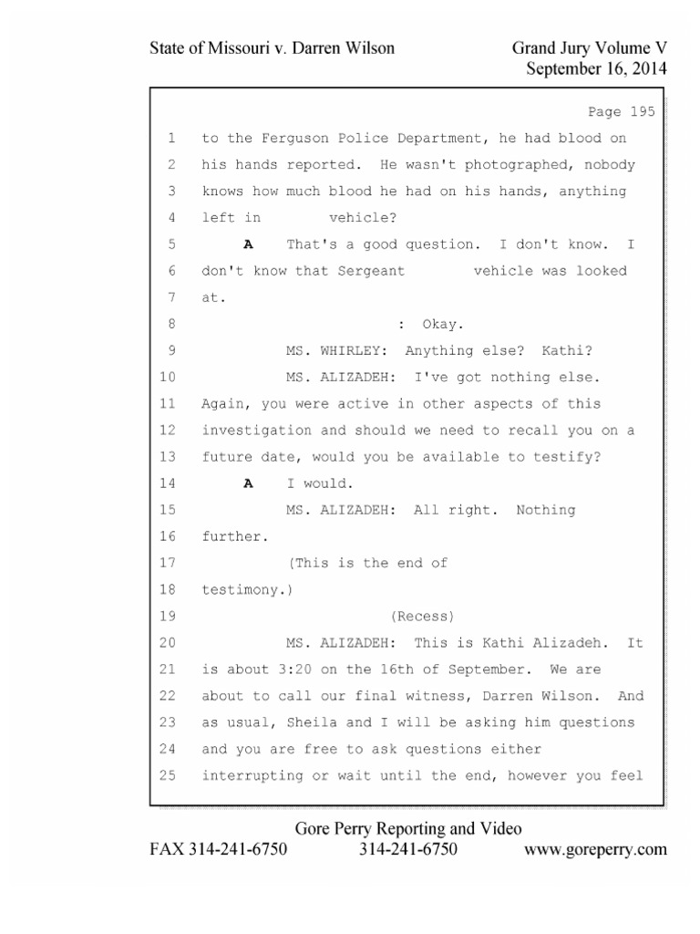 Grand Jury Transcript - September 16 2014 - Darren Wilson Testimony | PDF