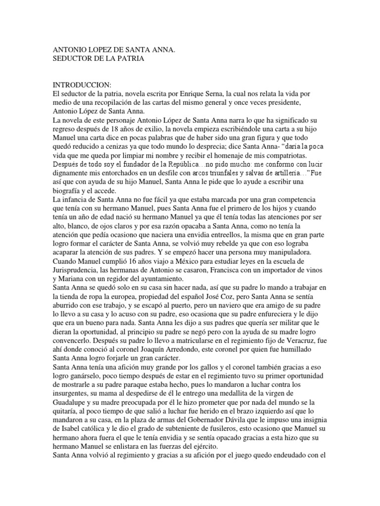 Resumen No Corregido Antonio Lopez de Santa Anna | PDF | México | Gobierno