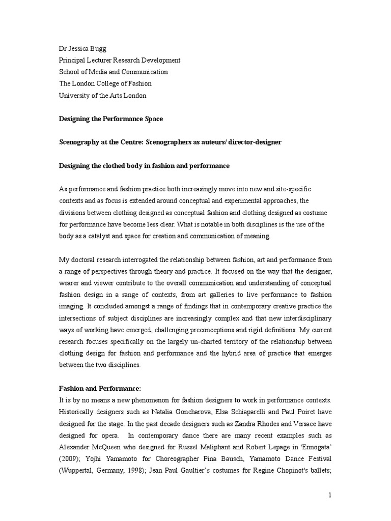 Bugg 2011 Designing The Clothed Body in Fashion and Performance | PDF ...