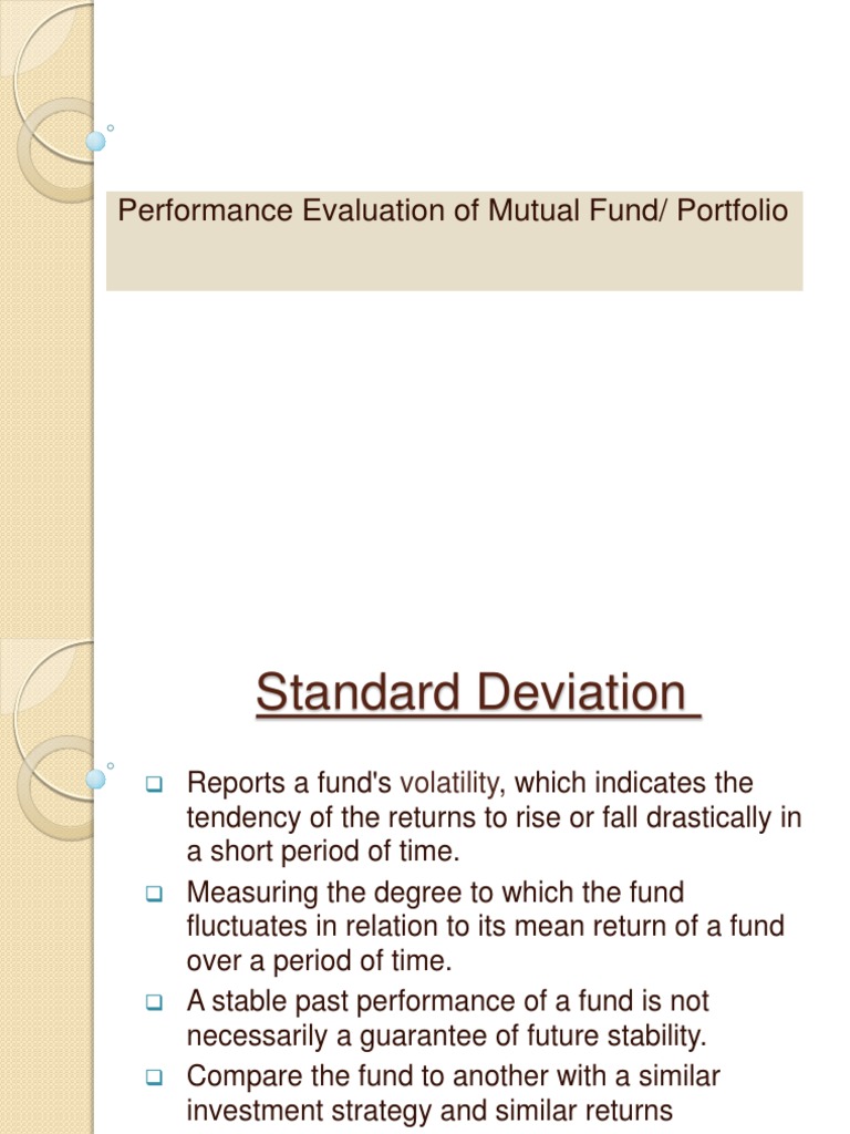 Performance Evaluation of Mutual Fund/ Portfolio | PDF | Beta (Finance) | Sharpe Ratio
