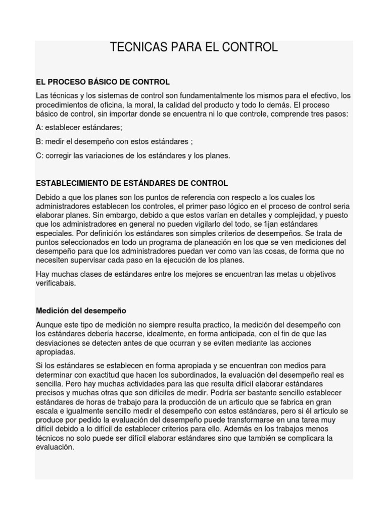 El Proceso Básico de Control | It Service Management | Benchmarking