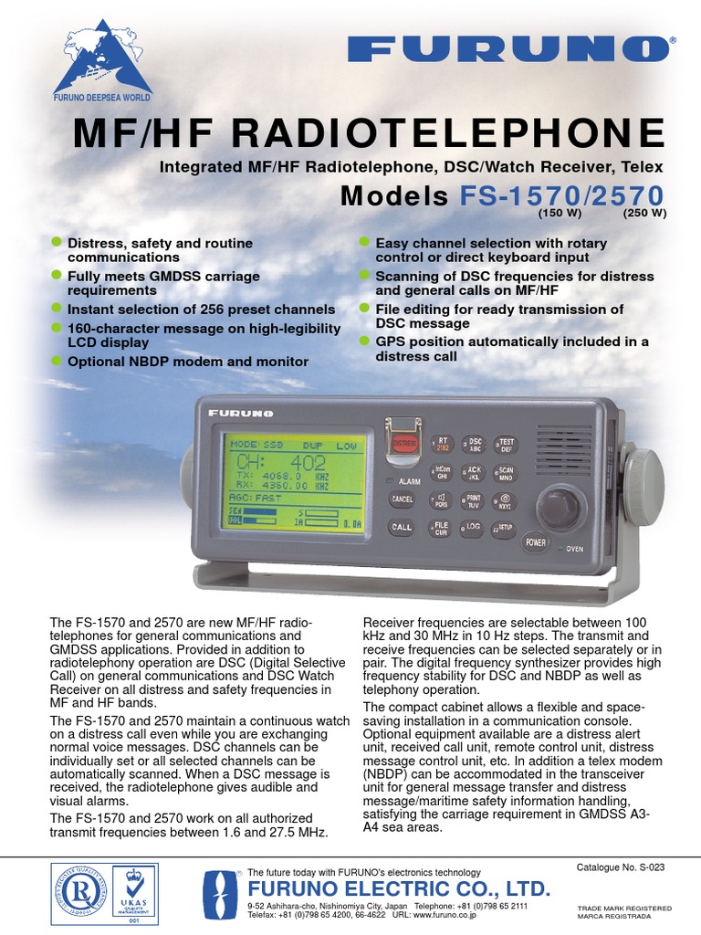 Furuno FS-1570/2570 MF/HF Radiotelephone | PDF | Radio | Manufactured Goods