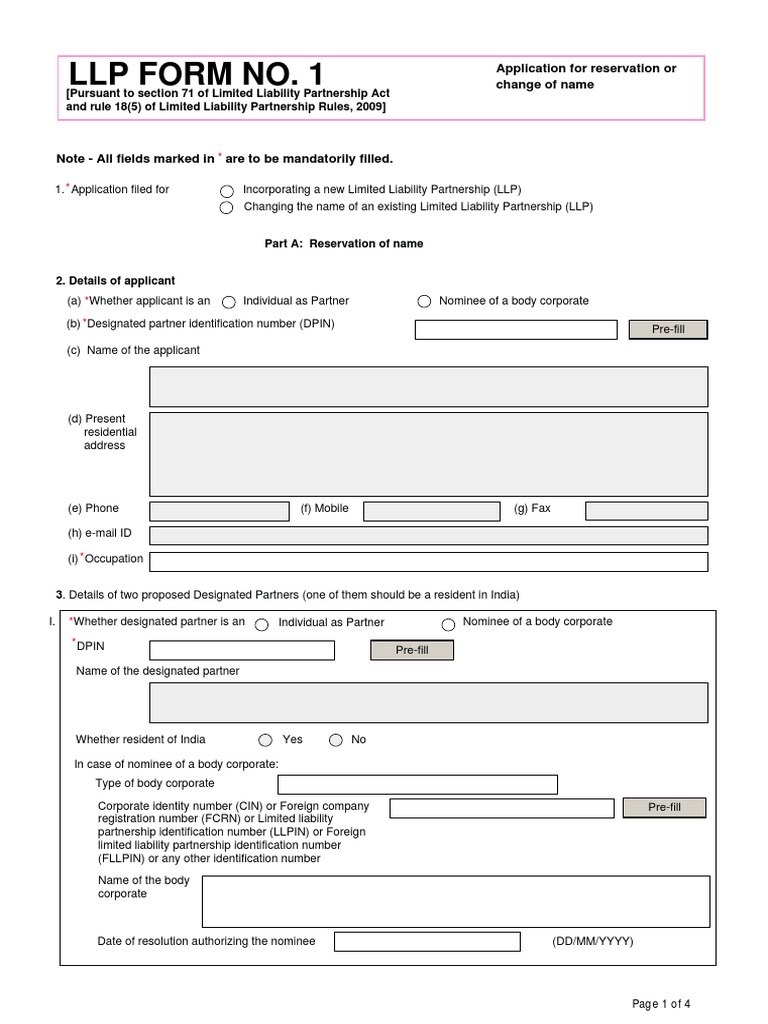 1113 Form1LLP | PDF | Limited Liability Partnership | Law