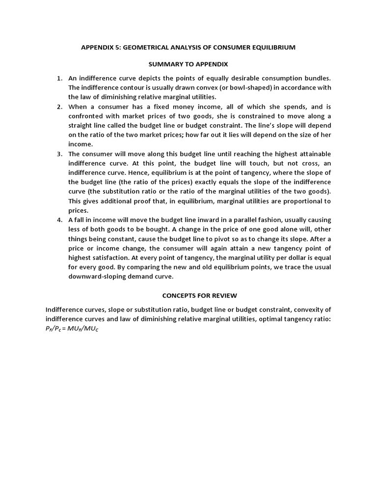 Consumer Equilibrium and Indifference Curves | PDF | Economic ...
