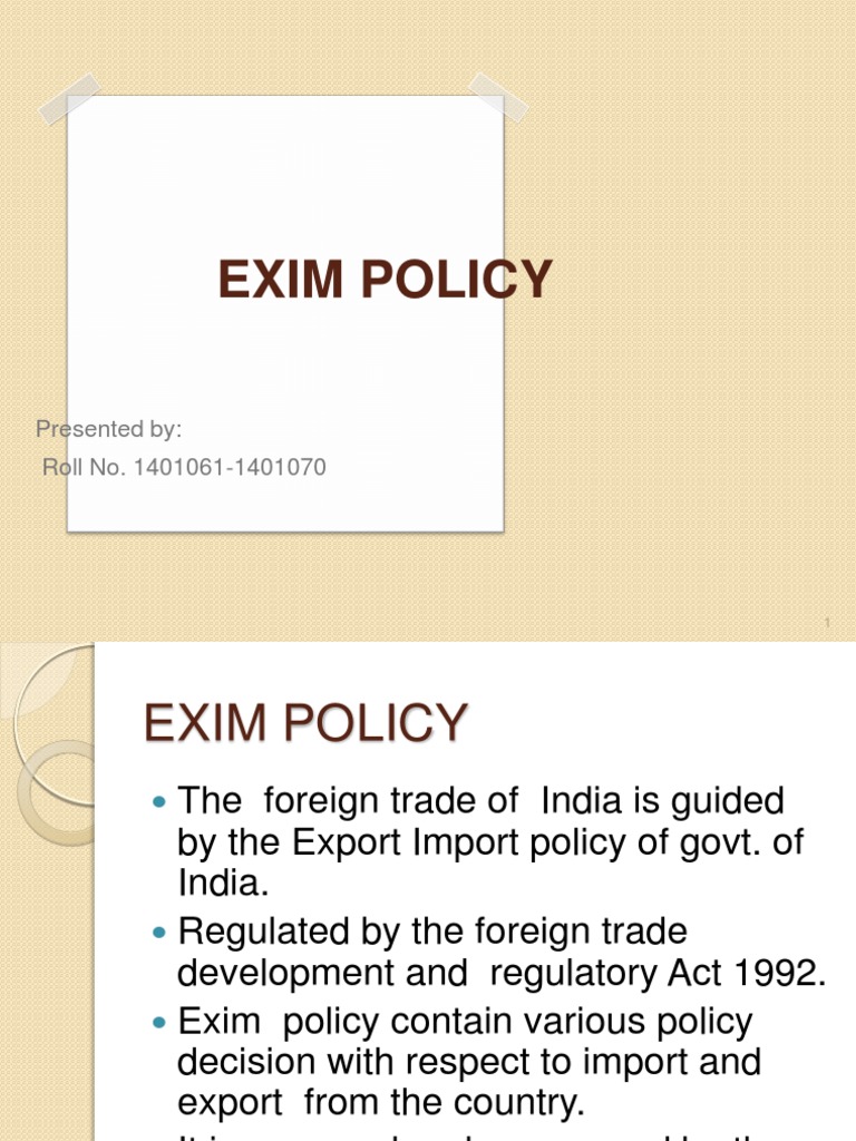 EXIM Policy | PDF