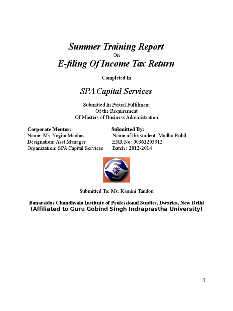 E-Filing of Income Tax Return | PDF | Income Tax In India | Tax Deduction