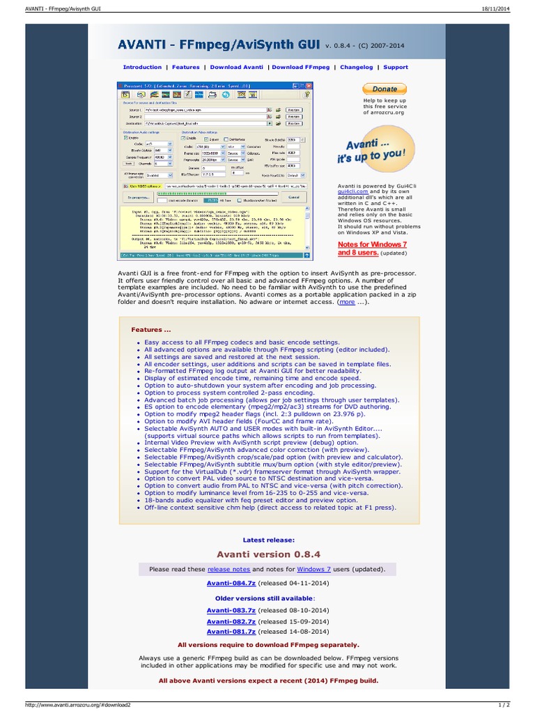 Avanti - Ffmpeg-Avisynth Gui | PDF | Internet Forum | Microsoft Windows
