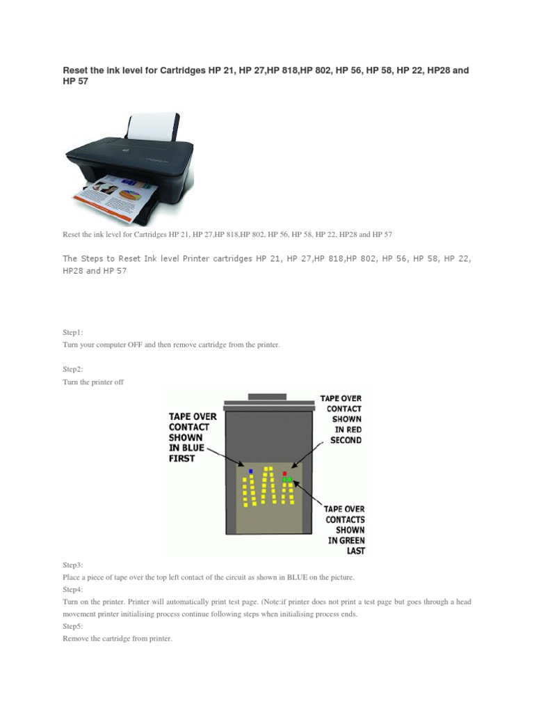 Reset The Ink Level For Cartridges HP 21 | PDF | Business | Computers