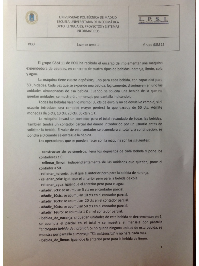 Examen Tema 1 POO Herencia | PDF