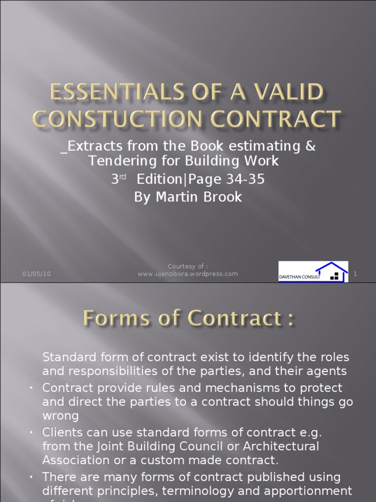 Essentials of A Valid Construction Contract | PDF | Business Law ...