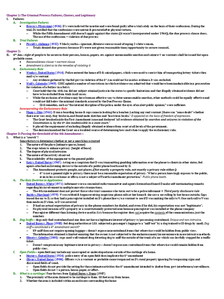 Criminal Procedure Outline | PDF | Search And Seizure | Miranda Warning