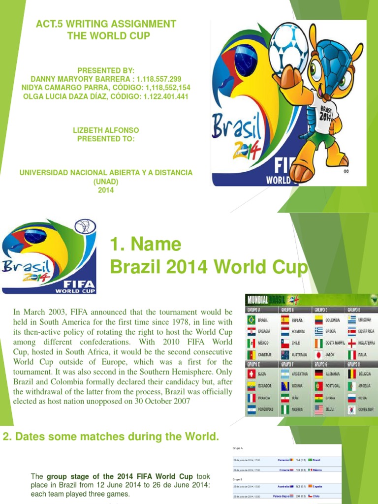 Act.5 Writing Assignment The World Cup | PDF | Fifa World Cup | Germany ...