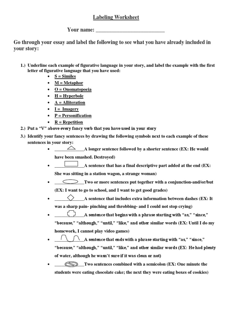 Essay Labeling Worksheet Guide | PDF | Linguistics | Languages