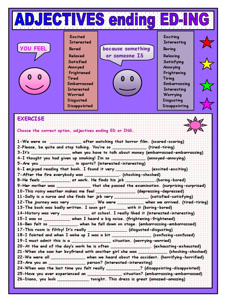 Adjectives Ending Ed Ing 1 | PDF