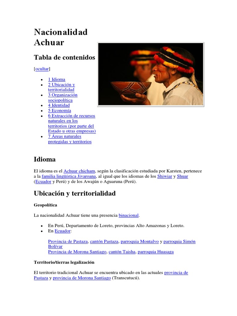Nacionalidad Achuar en Ecuador | PDF | Ecuador | Personas