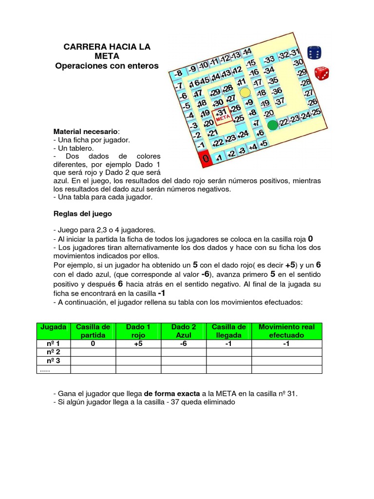 Carrera de Números: Juego Didáctico | PDF