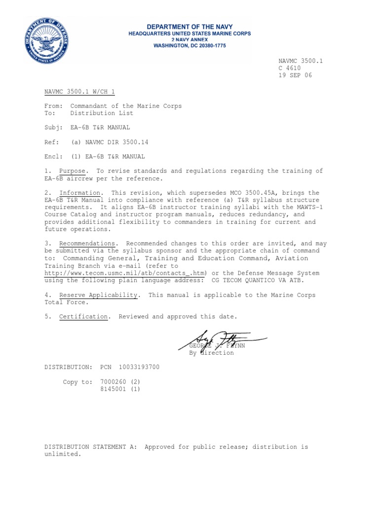 EA-6B Training and Readiness Manual | PDF | Electronic Warfare | United ...