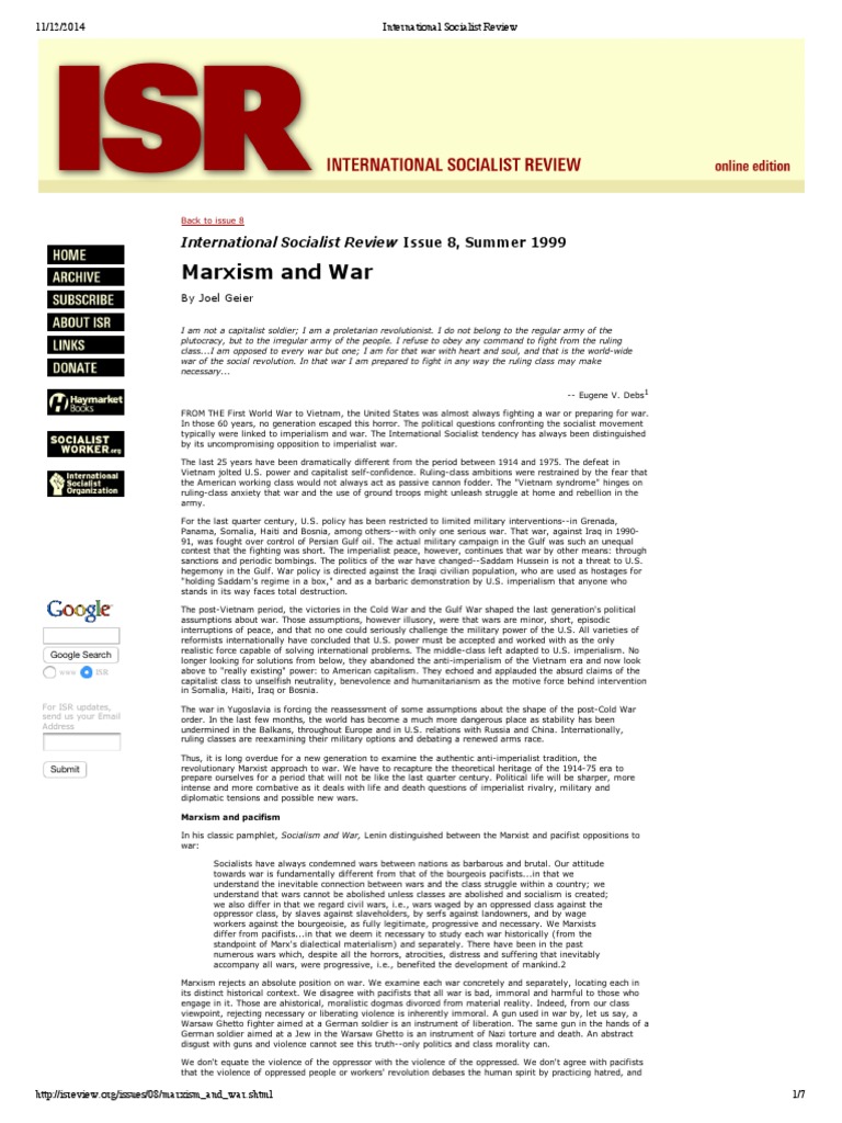 Joel Geier, Marxism & War | PDF | Kosovo | Slobodan Milošević