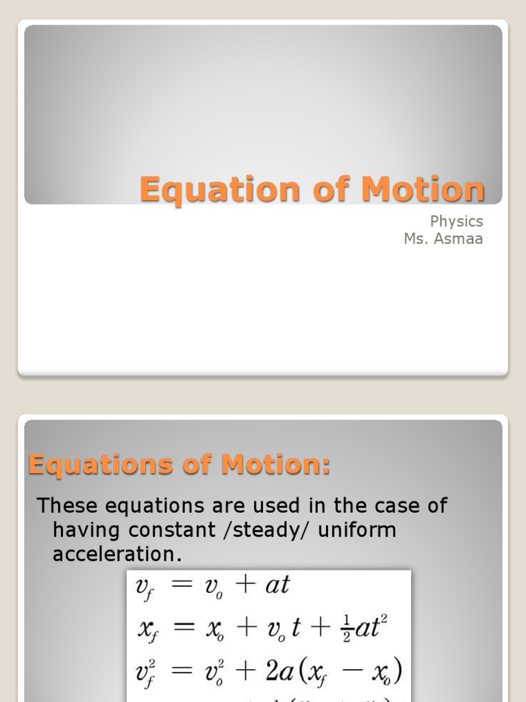 Equation of Motion | PDF | Teaching Methods & Materials | Technology ...