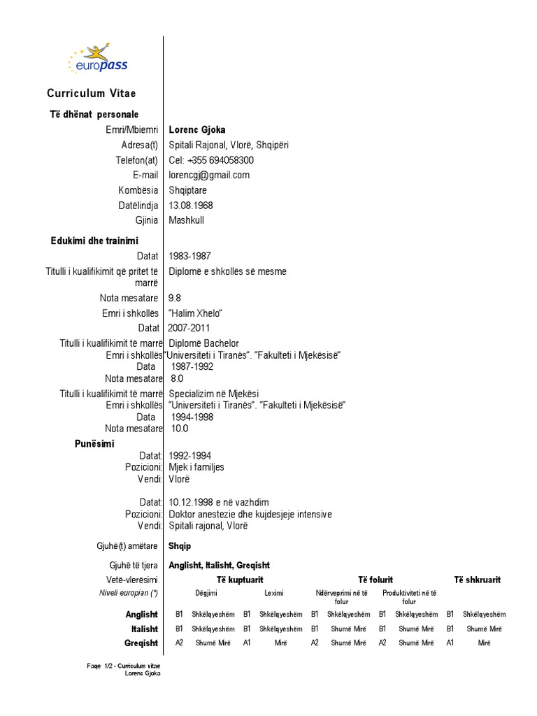 Ona CV Shqip | PDF