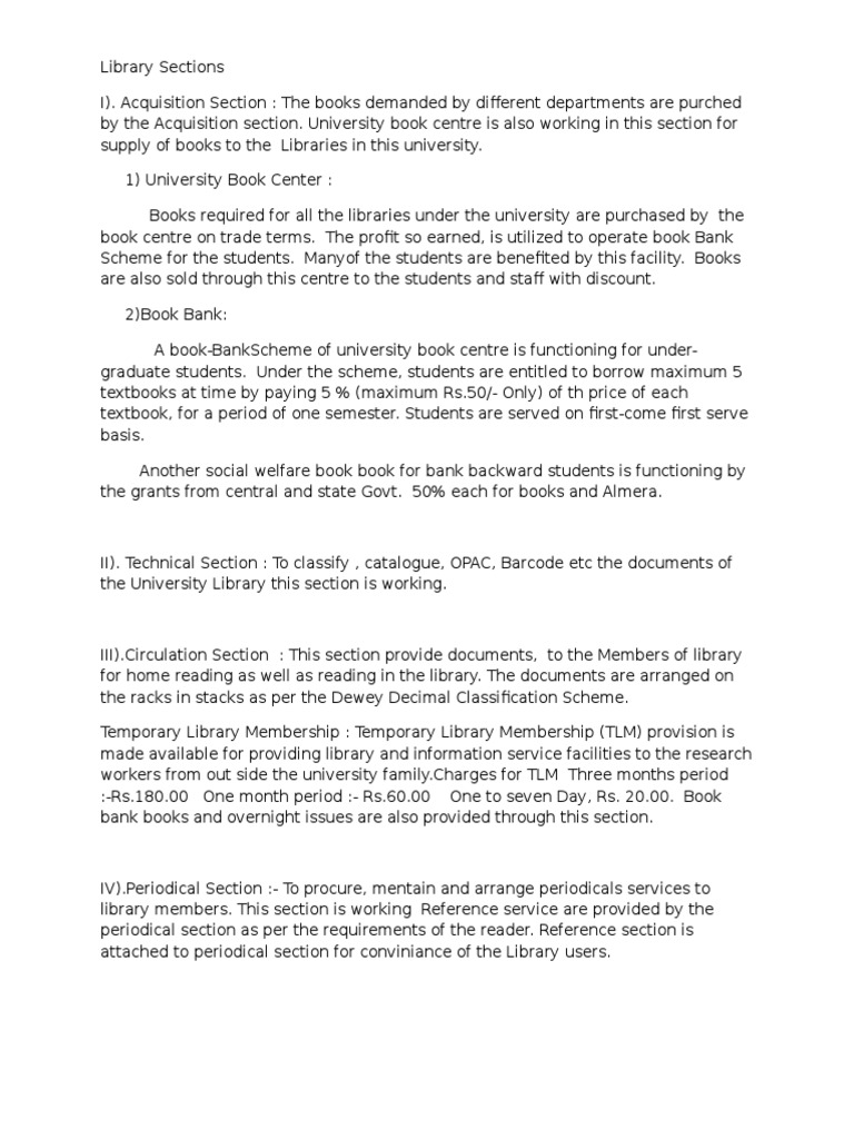 Library Sections | Libraries | Books