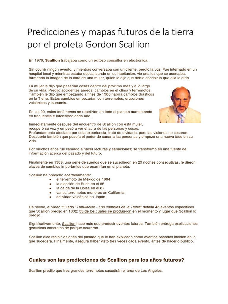 Predicciones y Mapas Futuros de La Tierra Por El Profeta Gordon ...