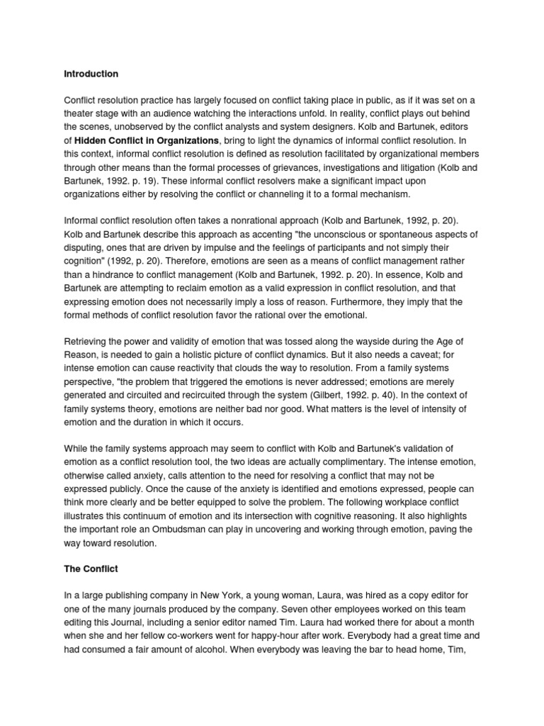 Case Study On Conflict | PDF | Conflict (Process) | Emotions
