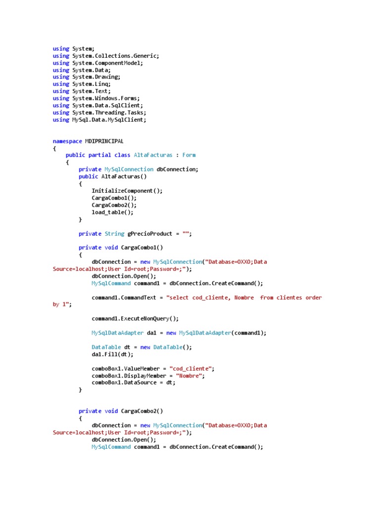 MySQL Invoice Form in C# | PDF | Computer Data | Software Engineering